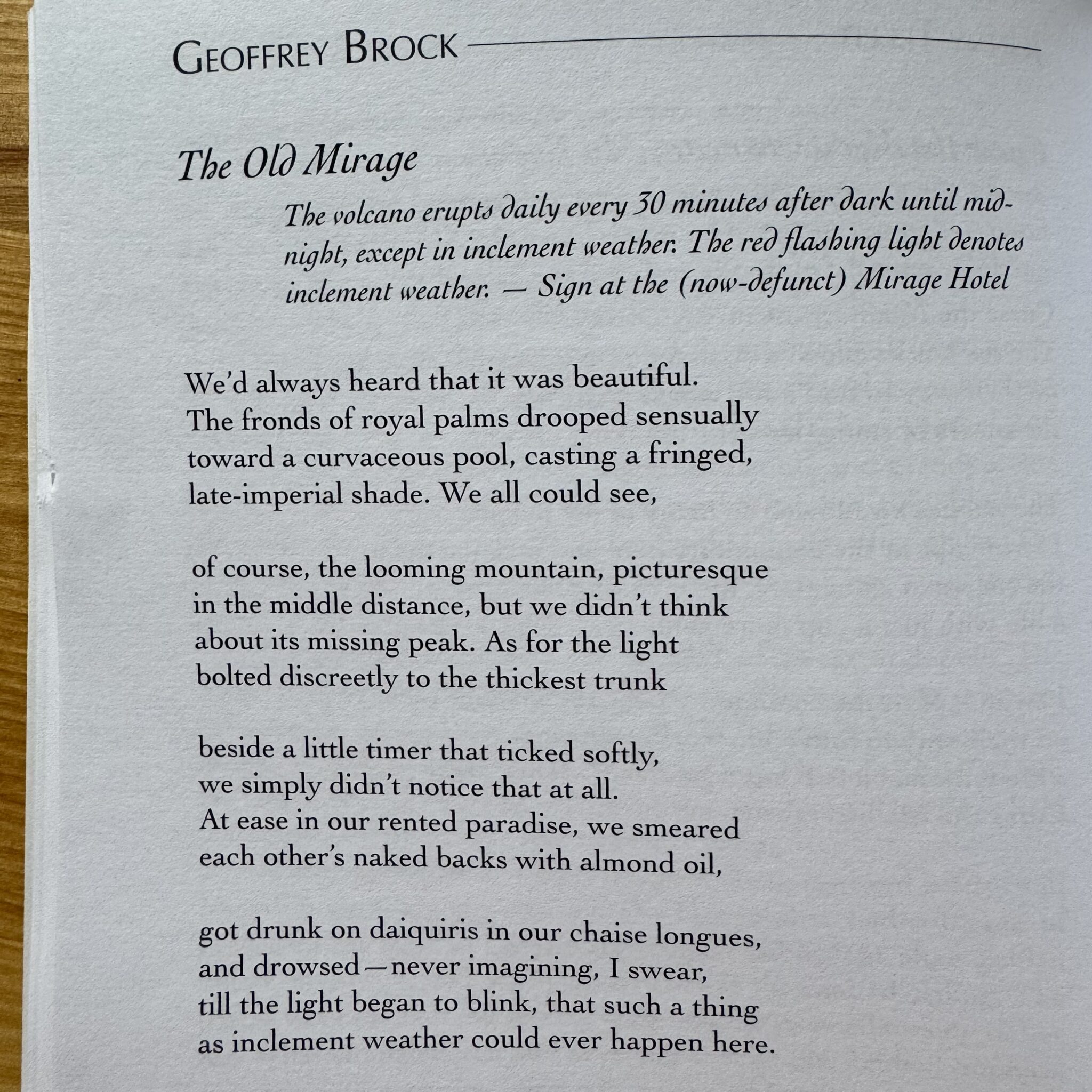 New poem in the new Nimrod - Geoffrey Brock